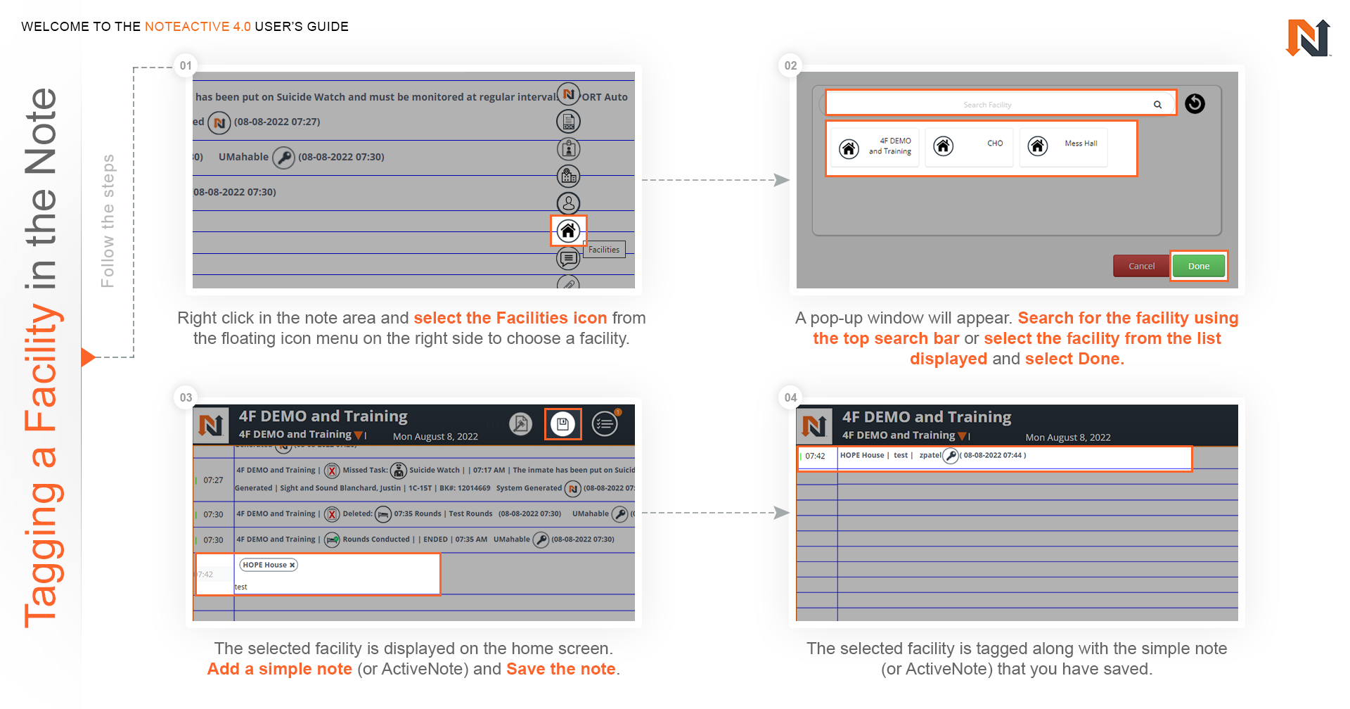 Tagging a Facility in the Note – Noteactive