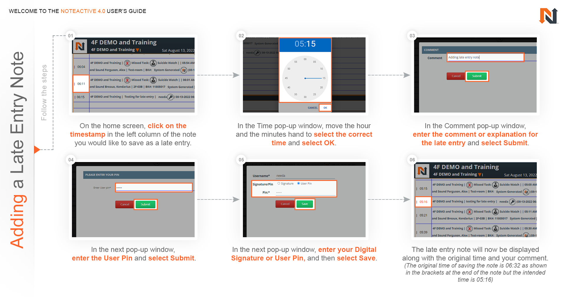 Adding a Late Entry Note – Noteactive