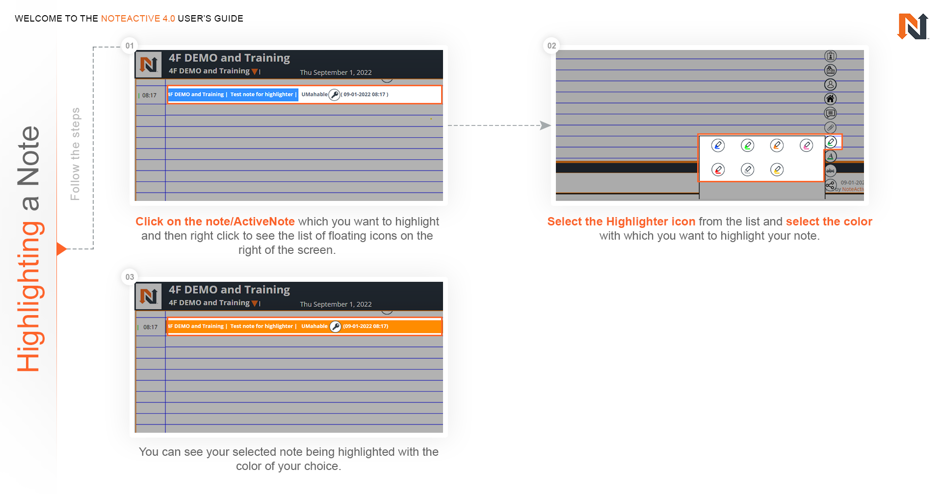 Highlighting a Note – Noteactive