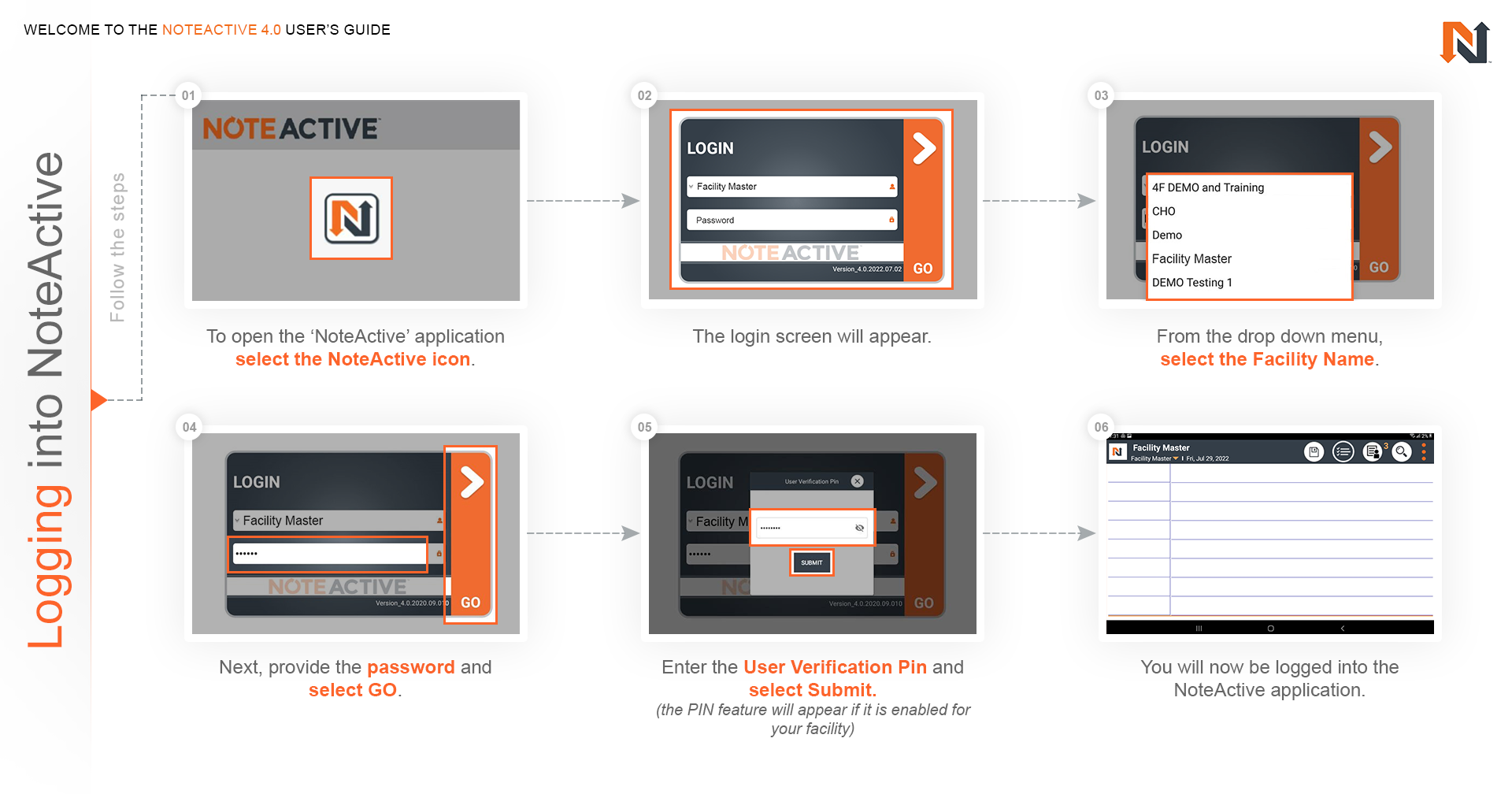 Logging into NoteActive – Noteactive