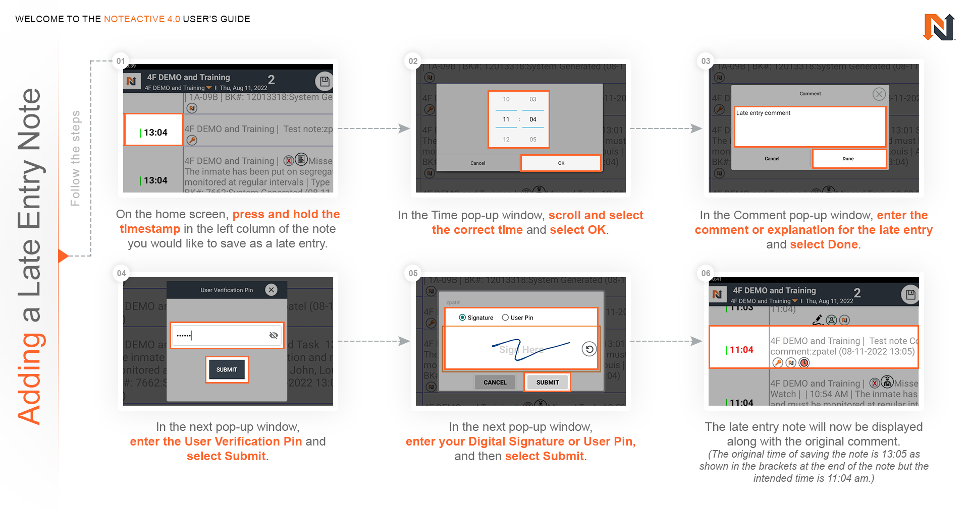 Adding a Late Entry Note – Noteactive