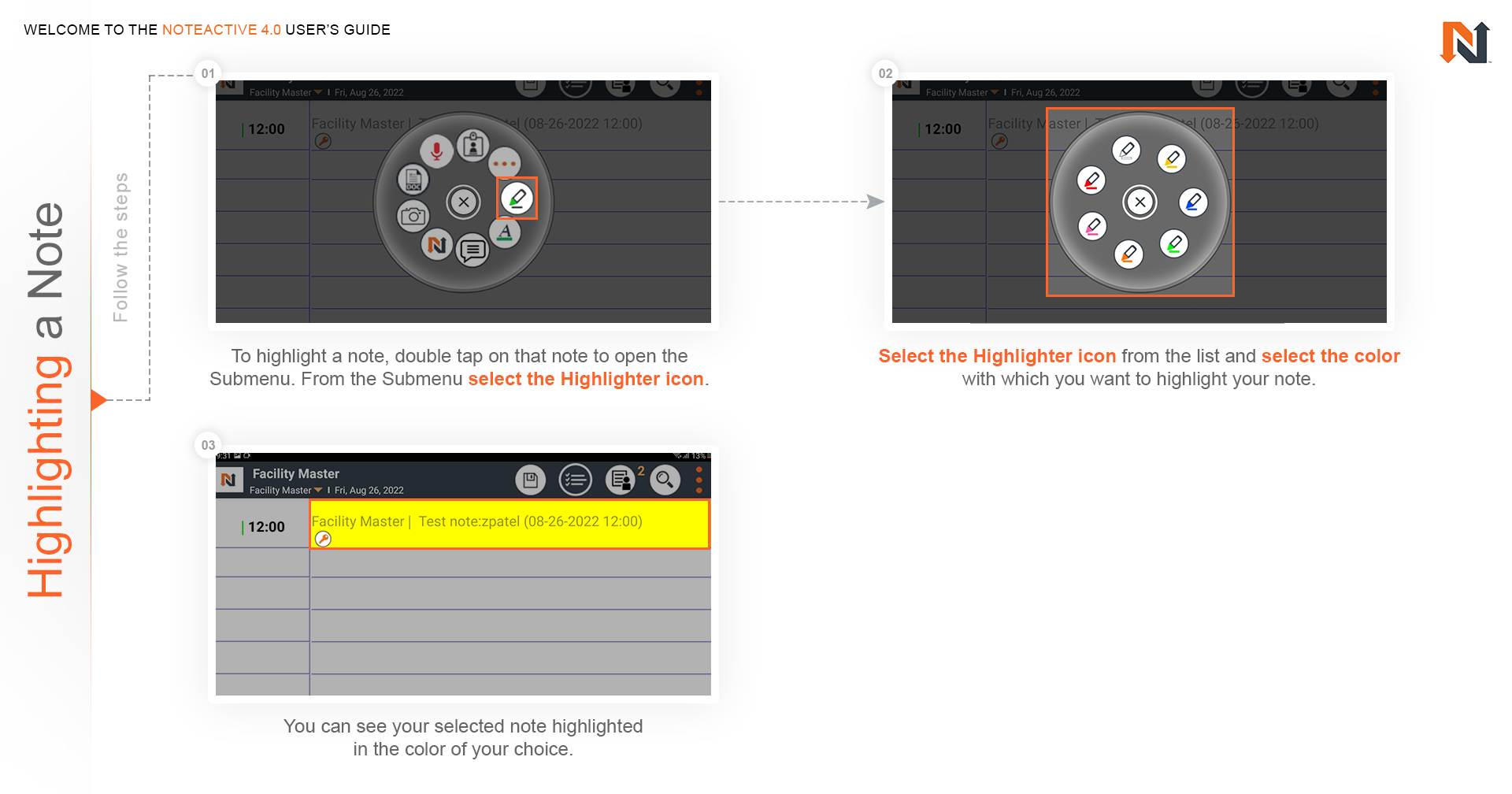 Highlighting a Note – Noteactive