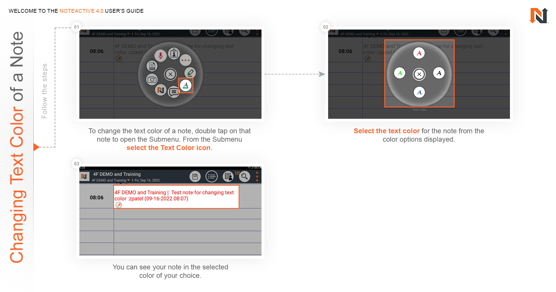 Changing Text Color of a Note – Noteactive